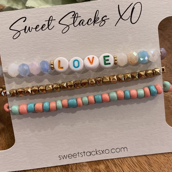sweetstacks | Jewelry | Beaded Love Bracelet Stack | Poshmark